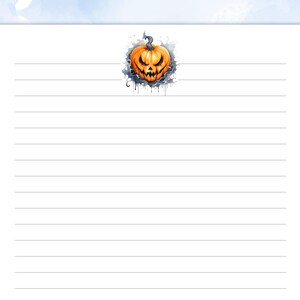Halloween Printable Stationery, Printable Writing Paper With Watercolor Halloween Illustration ...