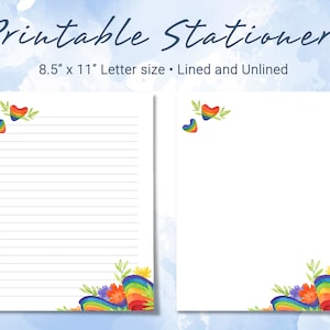 Printable Stationery Lined Paper for Pride Month, Printable Writing ...