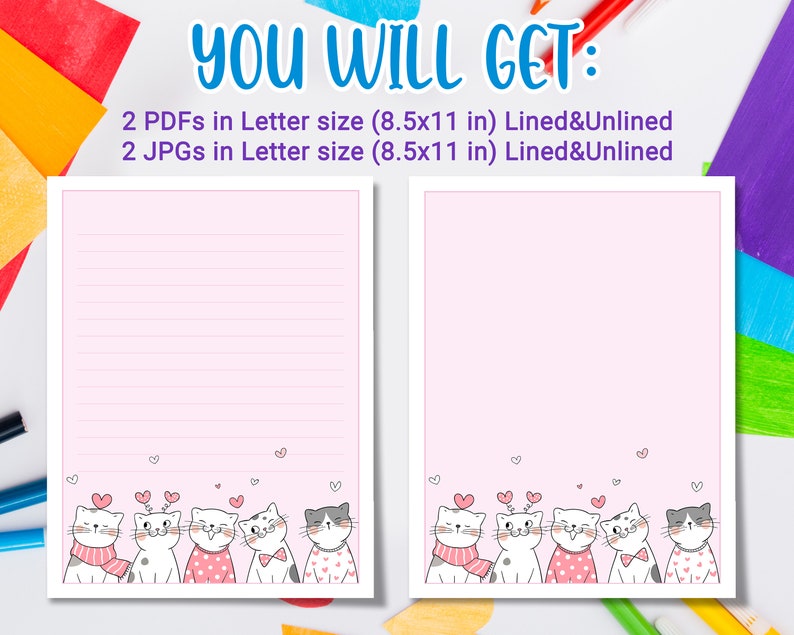 Kawaii Stationery Printable for Kids, Printable Letter Writing With ...