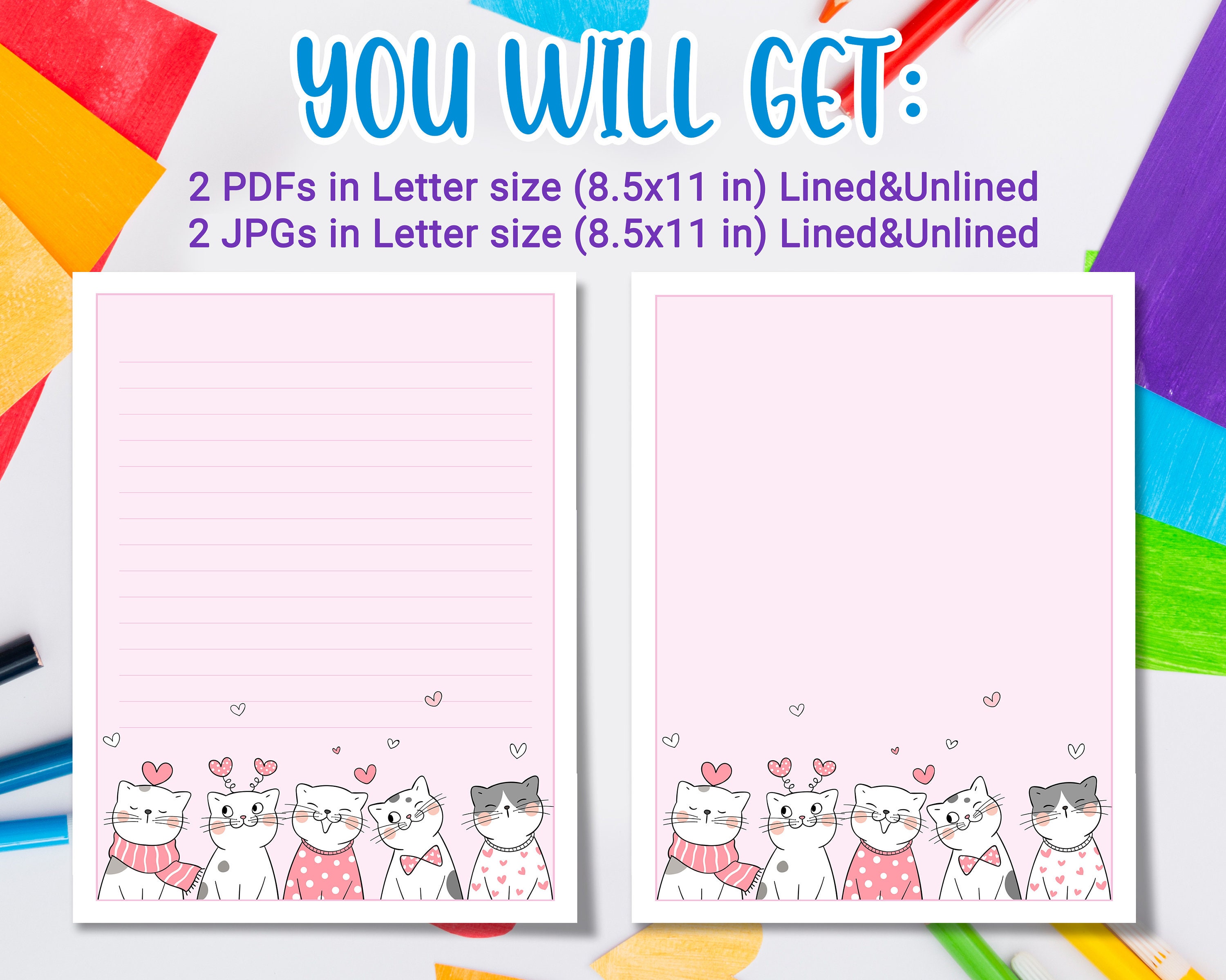 Kawaii Stationery Printable for Kids, Printable Letter Writing With ...
