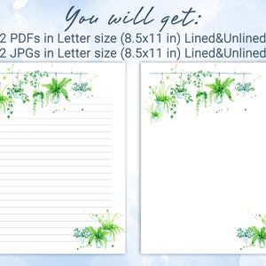 Printable Stationary, Indoor Plant Printable Writing Paper, Botanical ...