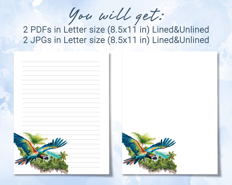 Parrot Island Printable Stationery: Lined Writing Paper (digital ...