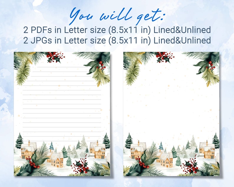 Winter Printable Stationery, Printable Writing Paper With a Christmas ...