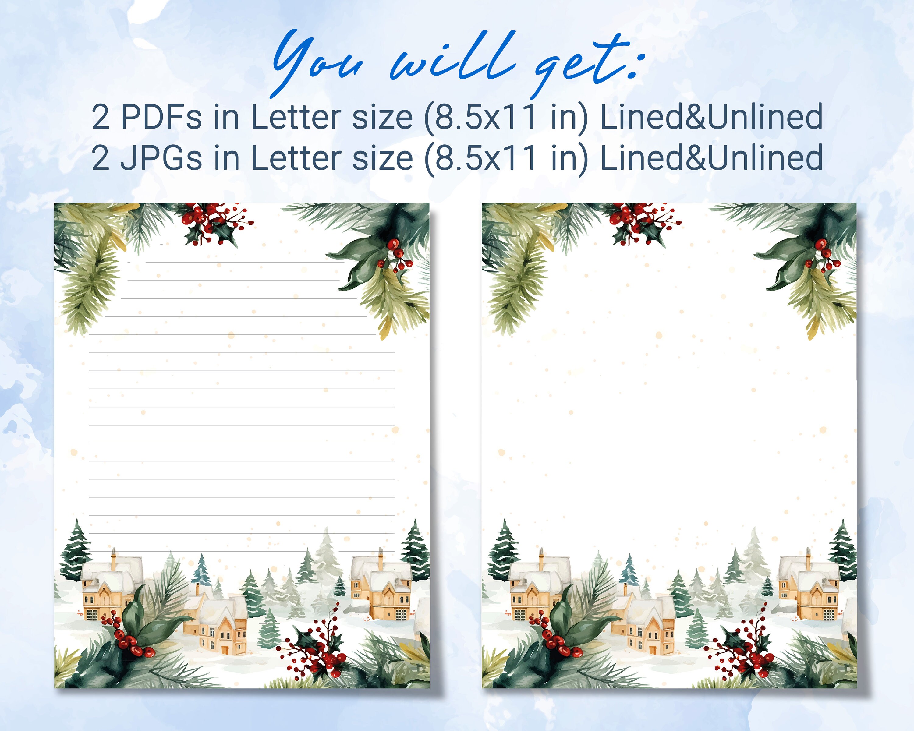 Winter Printable Stationery, Printable Writing Paper With a Christmas ...