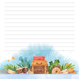 Travel Printable Stationery Lined Paper, Watercolor Travel Printable ...