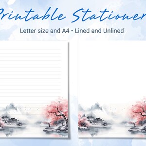 Printable Stationery Lined Paper, Writing Paper With Beautiful Japanese ...