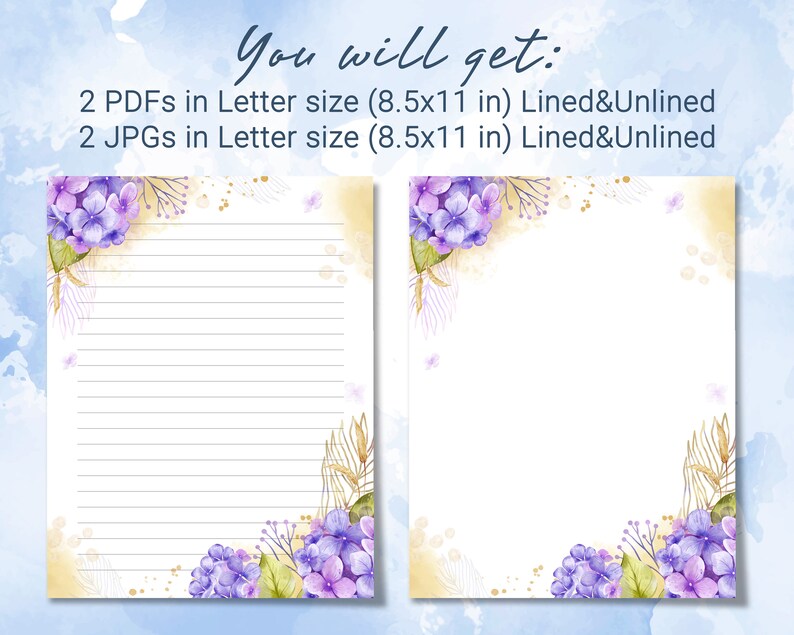 Floral Printable Stationery Lined Paper, Printable Writing Paper Wich ...