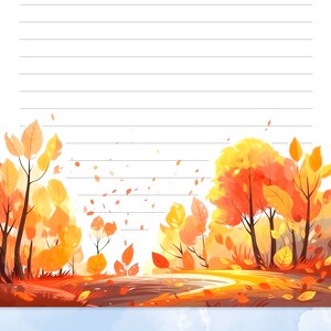 Autumn Printable Stationery, Printable Writing Paper With a Fall ...