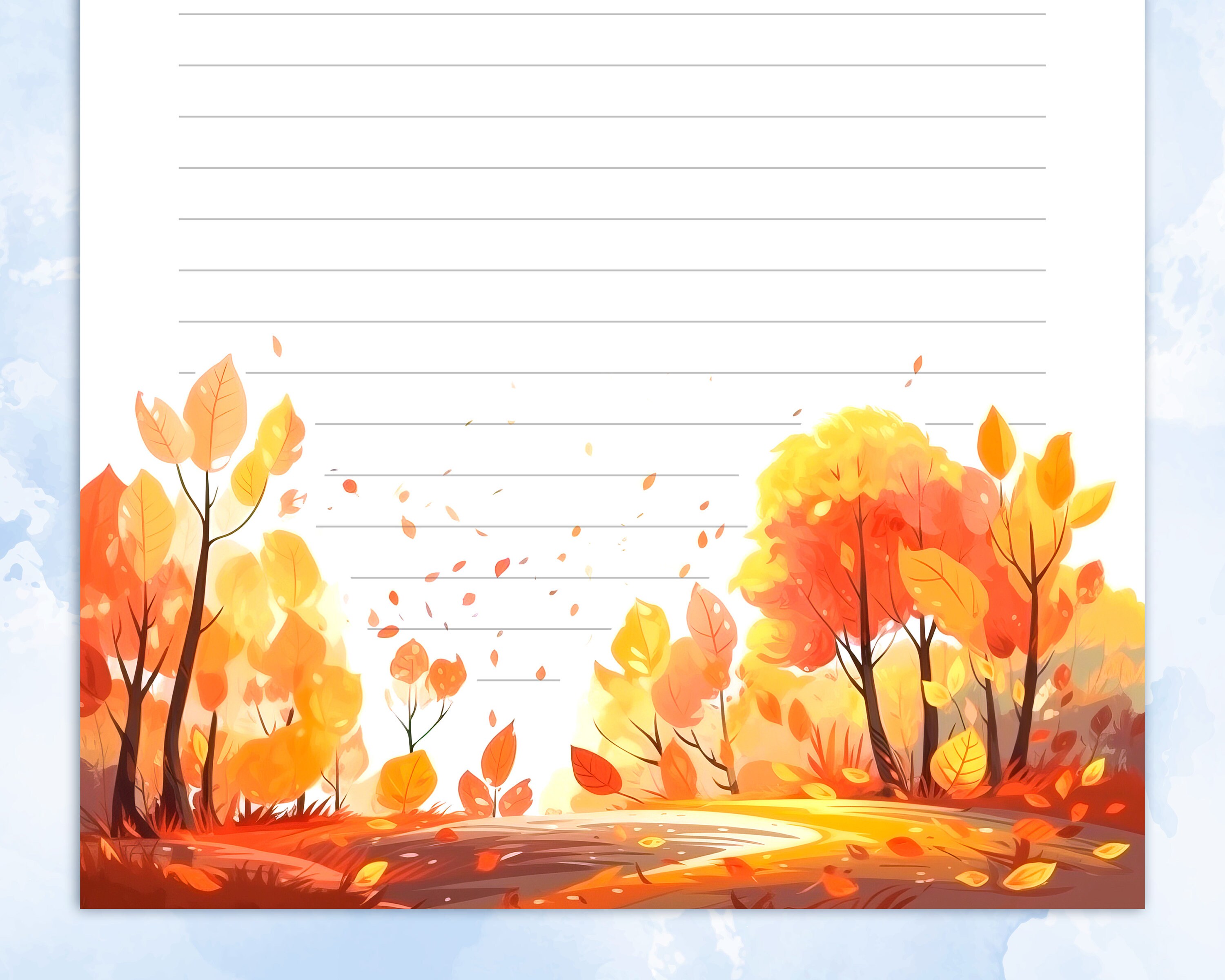 Autumn Printable Stationery, Printable Writing Paper With a Fall ...