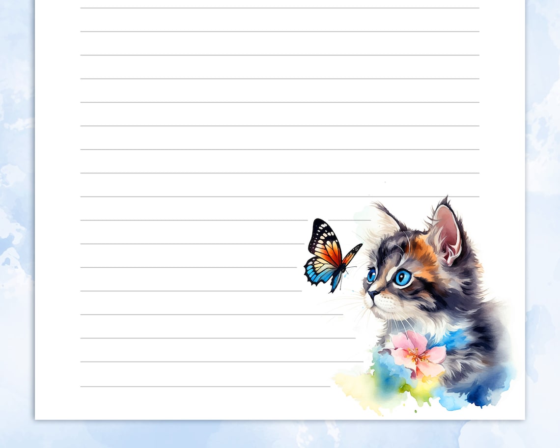 Animal Printable Stationery Lined Paper, Printable Writing Paper With ...