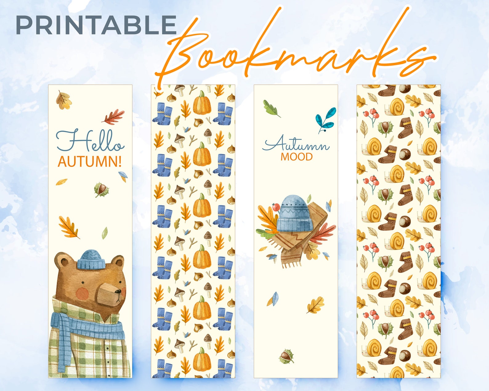 Printable Bookmarks Hello Autumn Bookmarks Printable - Etsy