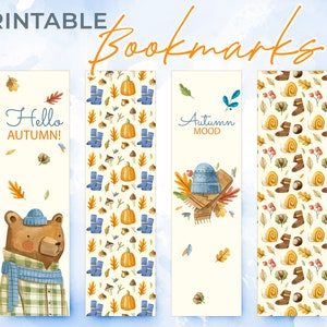 Printable Bookmarks, Hello Autumn Bookmarks, Printable Bookmarks Set ...