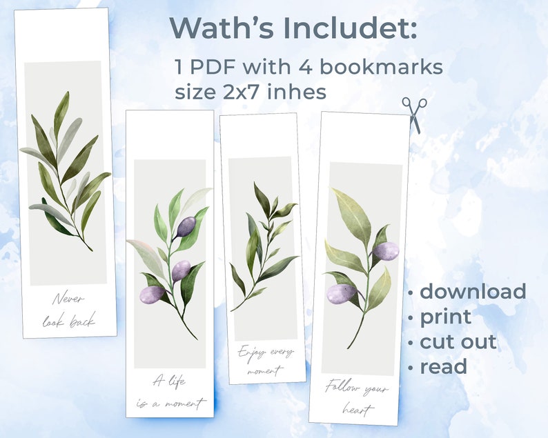 Printable Botanical Bookmarks, Bookmarks With Quotes About Life ...
