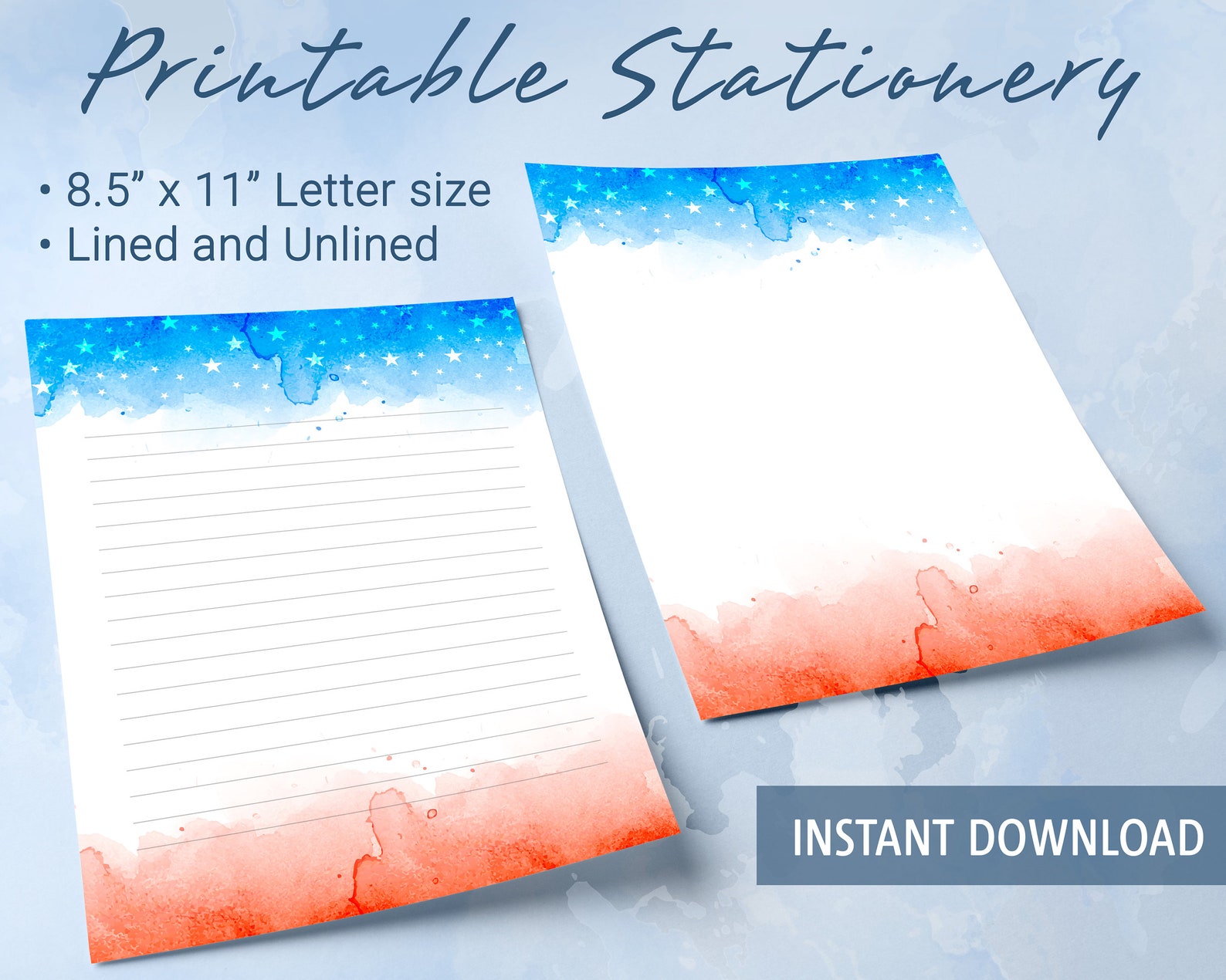 Printable Stationery Lined Paper Happy Independence Day of America ...