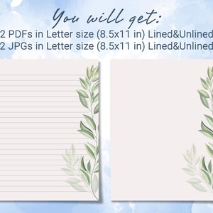 Leaves Printable Stationery, Printable Writing Paper With Green Leaves ...