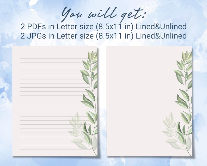 Leaves Printable Stationery, Printable Writing Paper With Green Leaves ...
