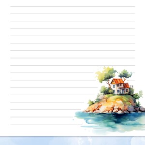 Printable Stationery, Printable Writing Paper With Little House on an ...