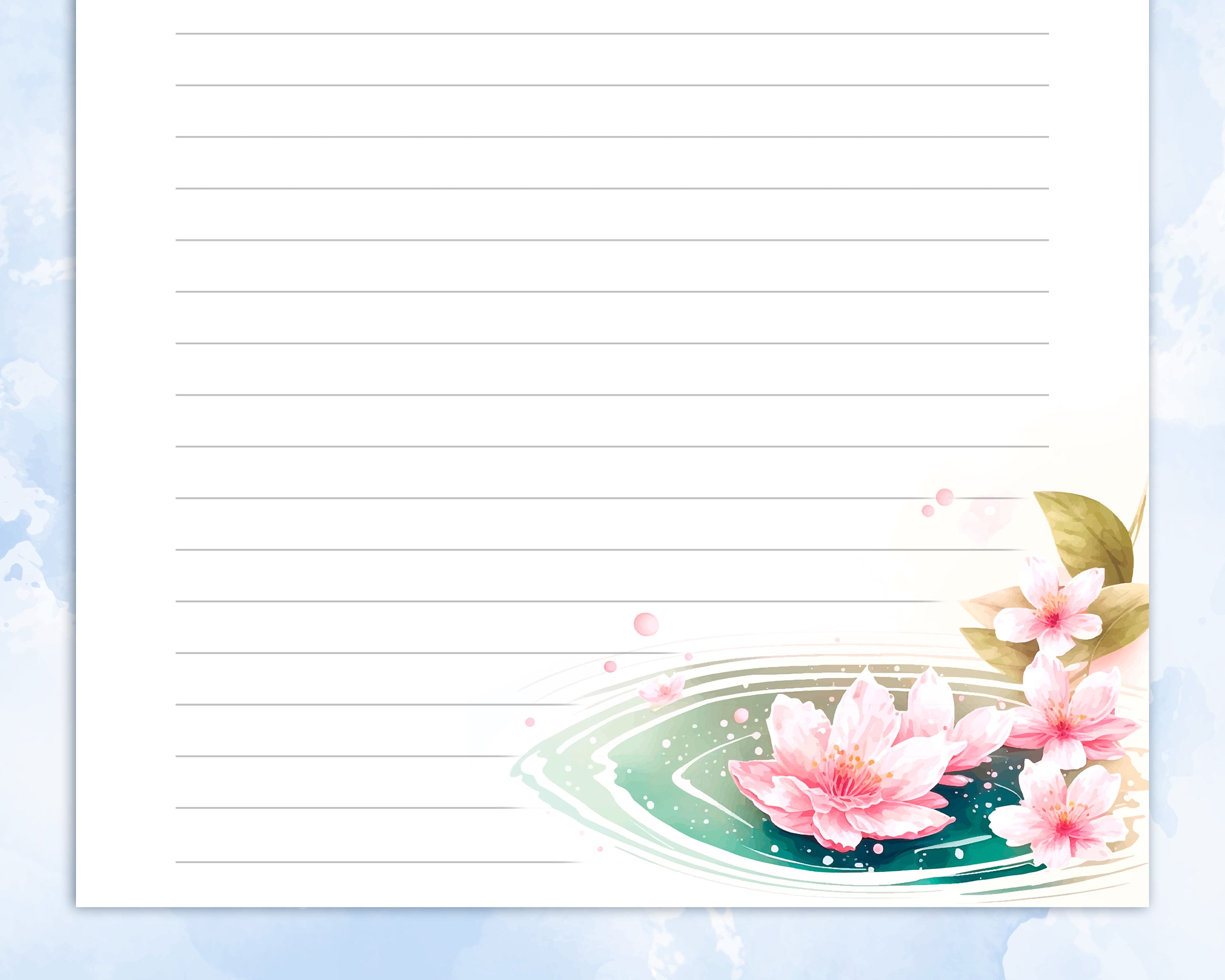 Floral Printable Stationery Lined Paper Printable Writing - Etsy