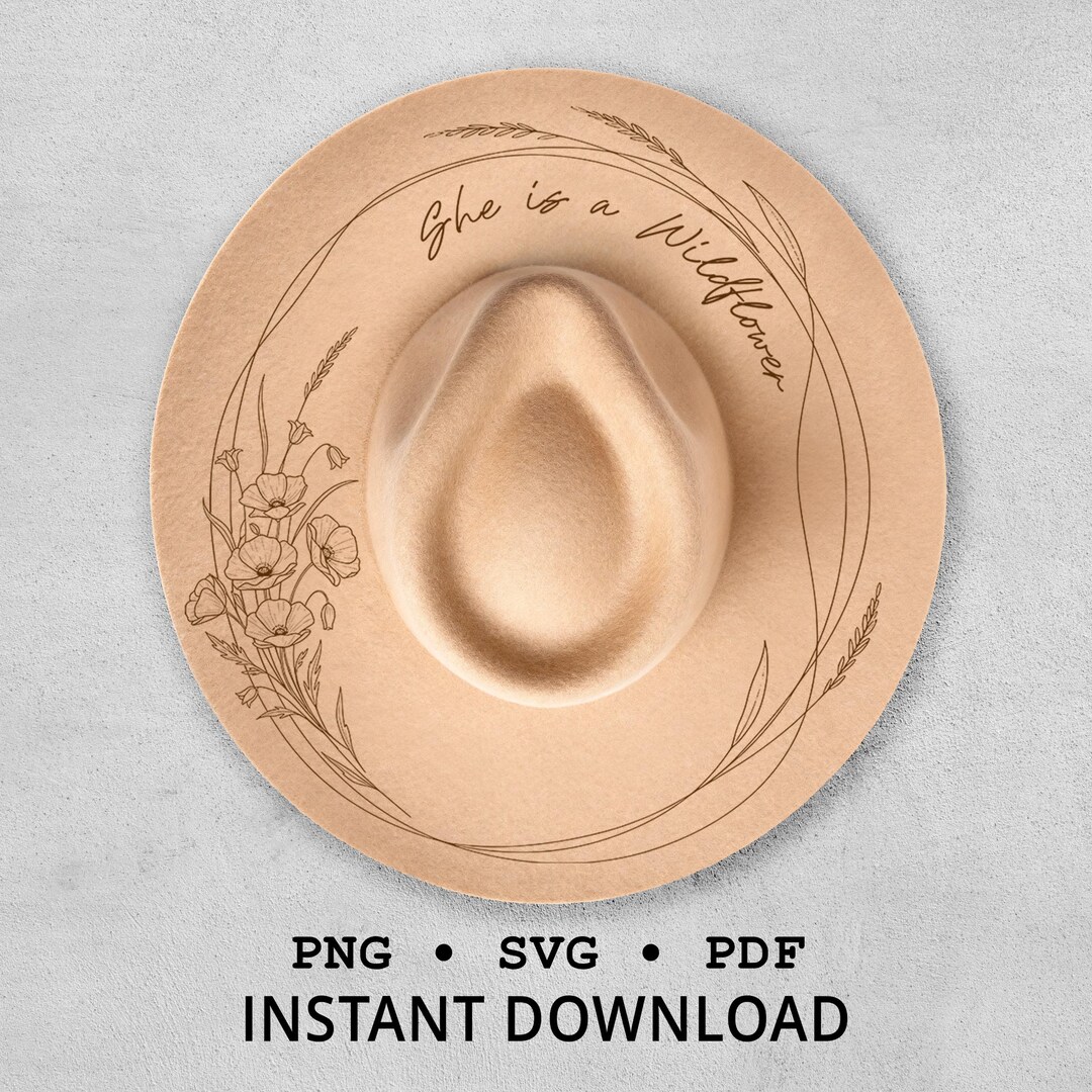 She is a Wildflower Hat Laser Engraving Design, Floral Outline ...