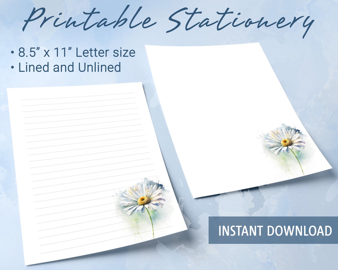 Floral Printable Stationery, Printable Writing Paper With Watercolor ...