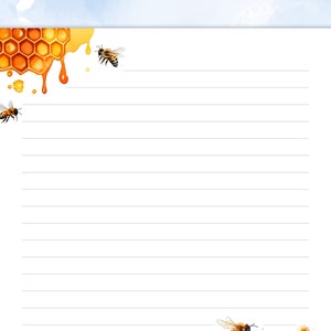 Printable Stationery Lined Paper, Letter Writing Paper With Bees and ...