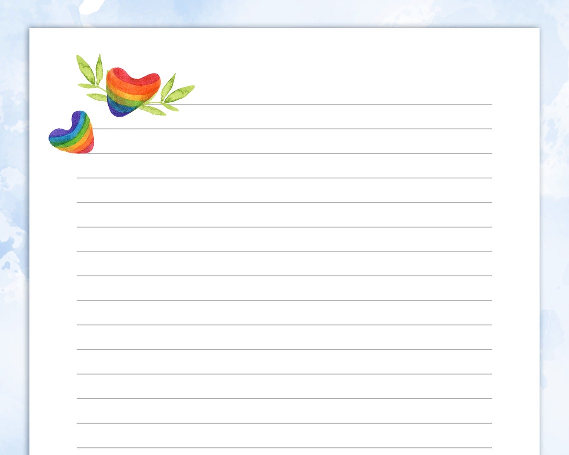 Printable Stationery Lined Paper for Pride Month Printable - Etsy