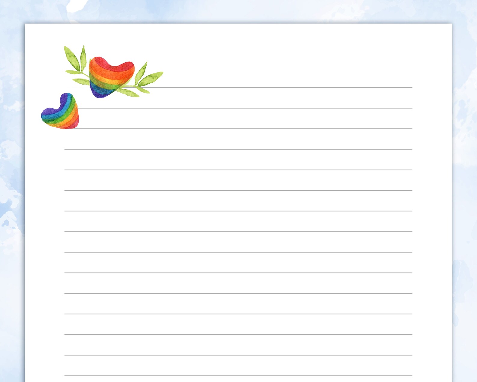 Printable Stationery Lined Paper for Pride Month Printable - Etsy