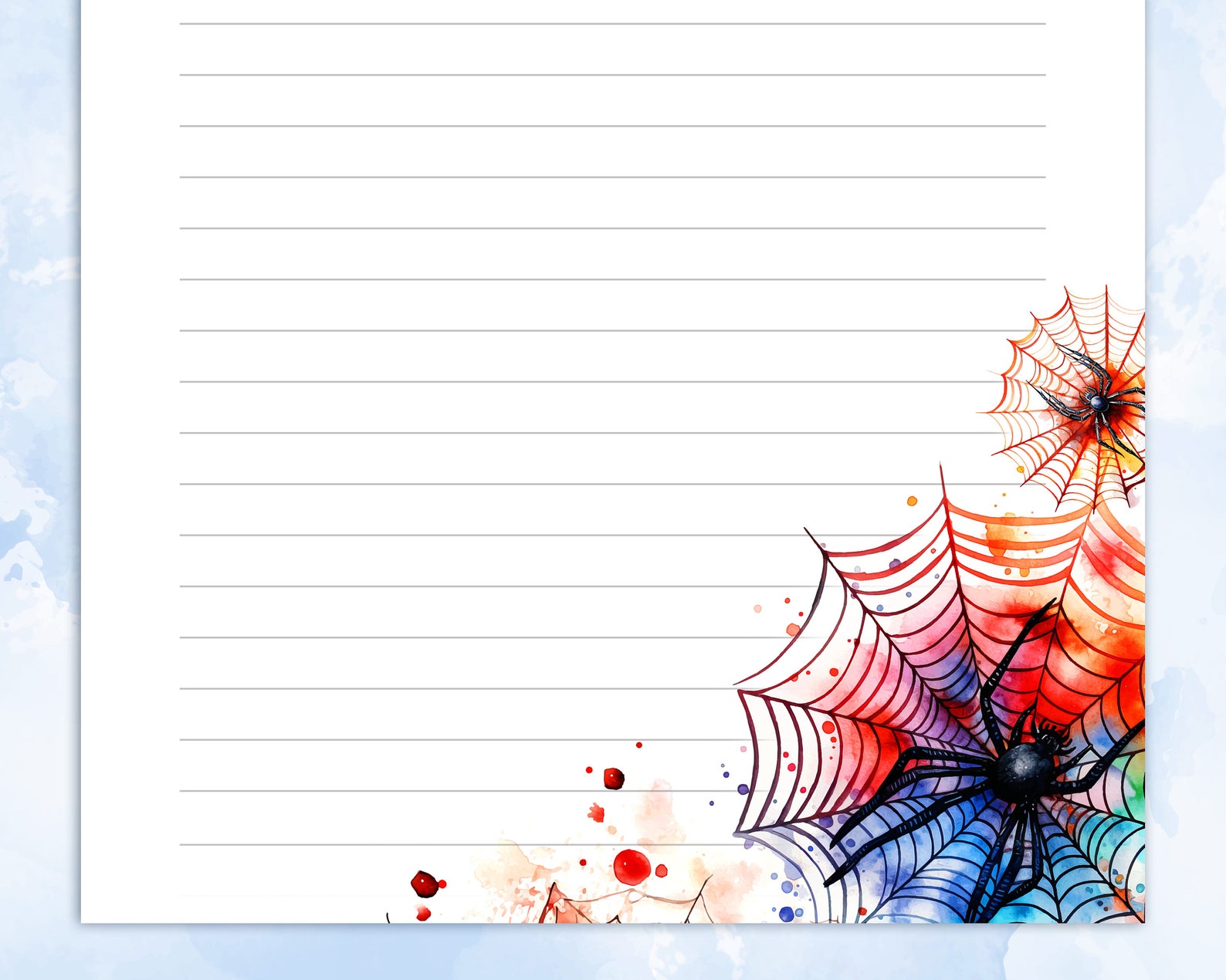 Halloween Printable Stationery, Printable Writing Paper With Spider ...