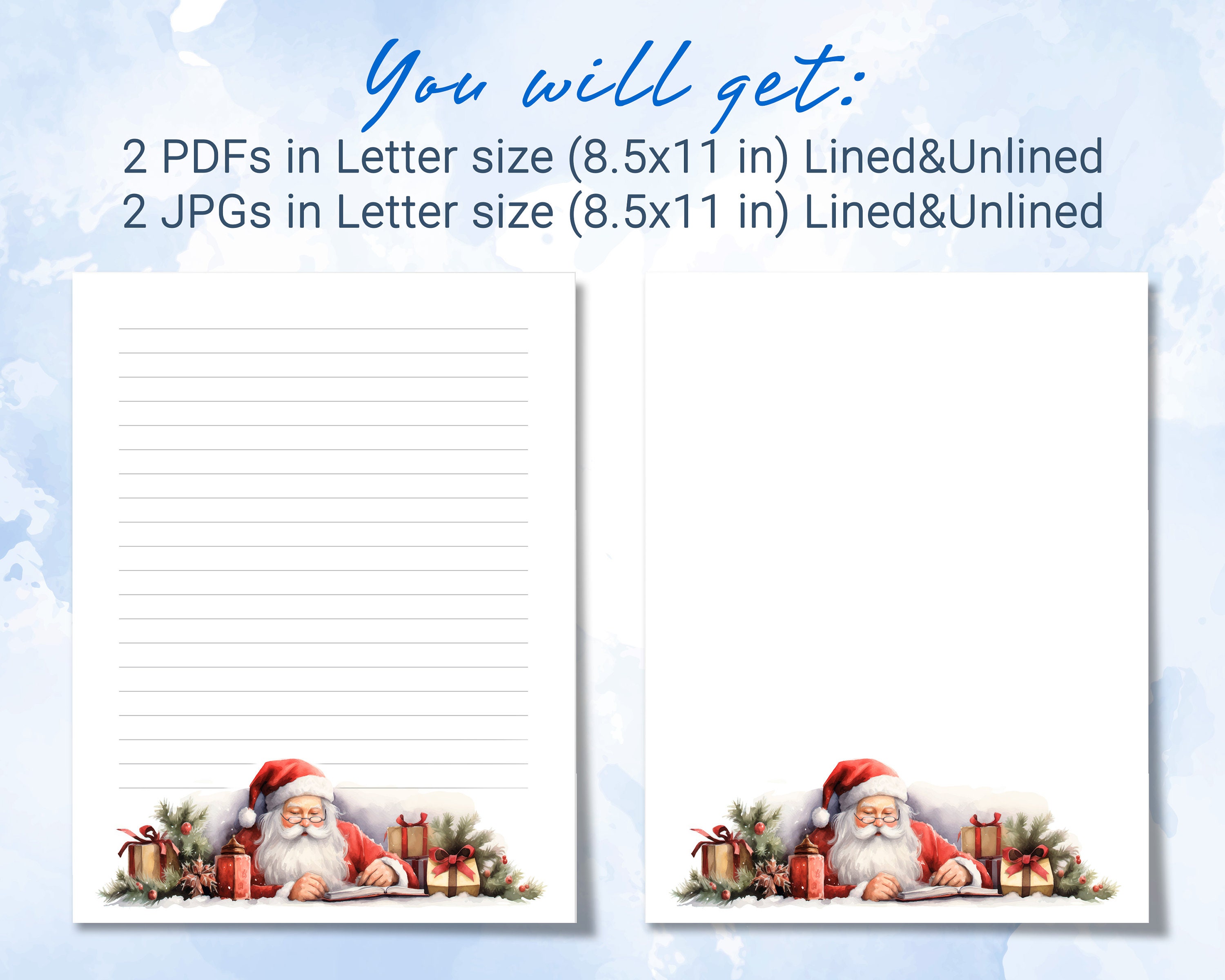 Winter Printable Stationery, Printable Writing Paper With Santa Claus ...