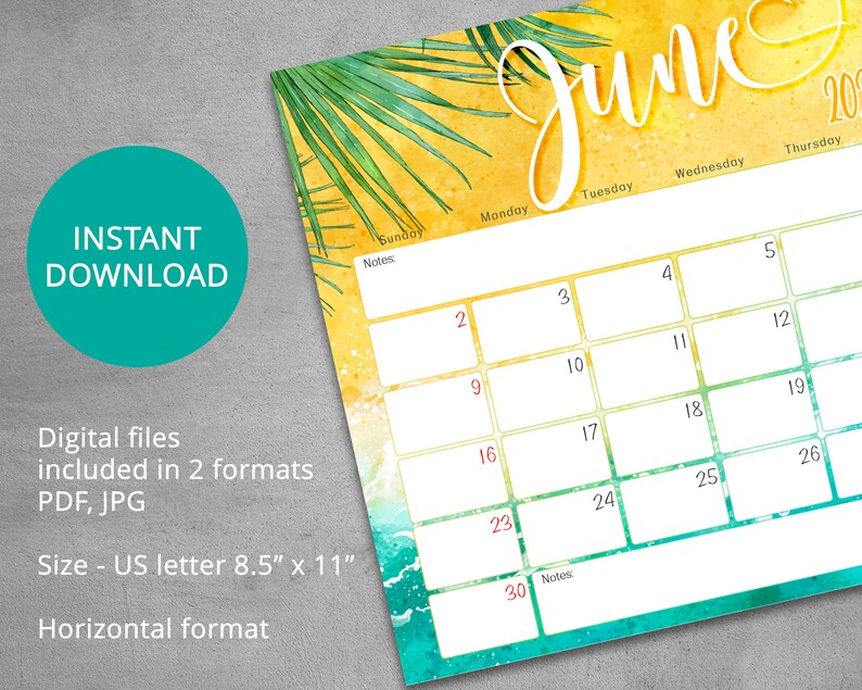 Editable June 2024 calendar, Wall calendar 2024 with summer background ...