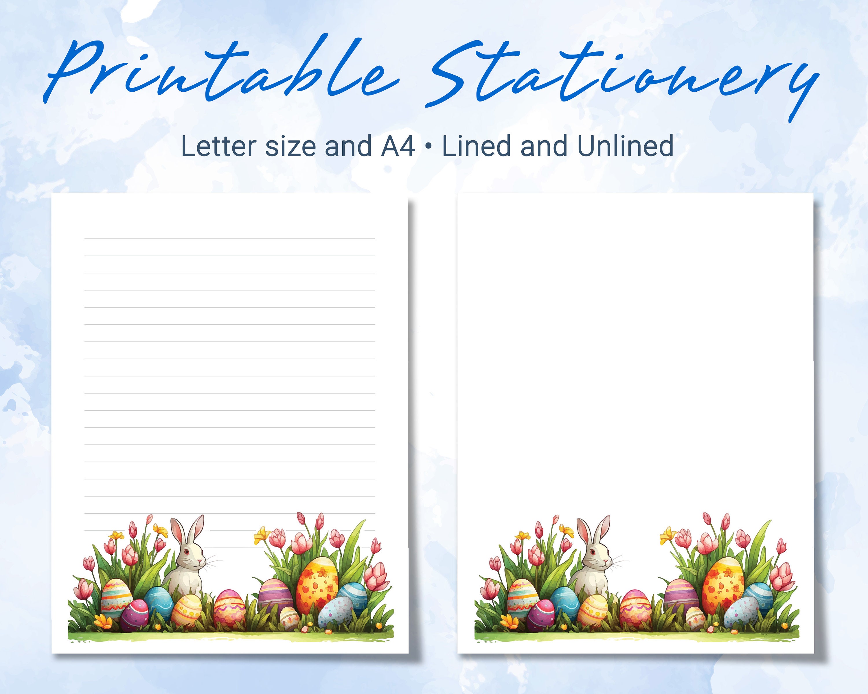 Printable Stationery Paper With an Easter Background, Happy Easter ...