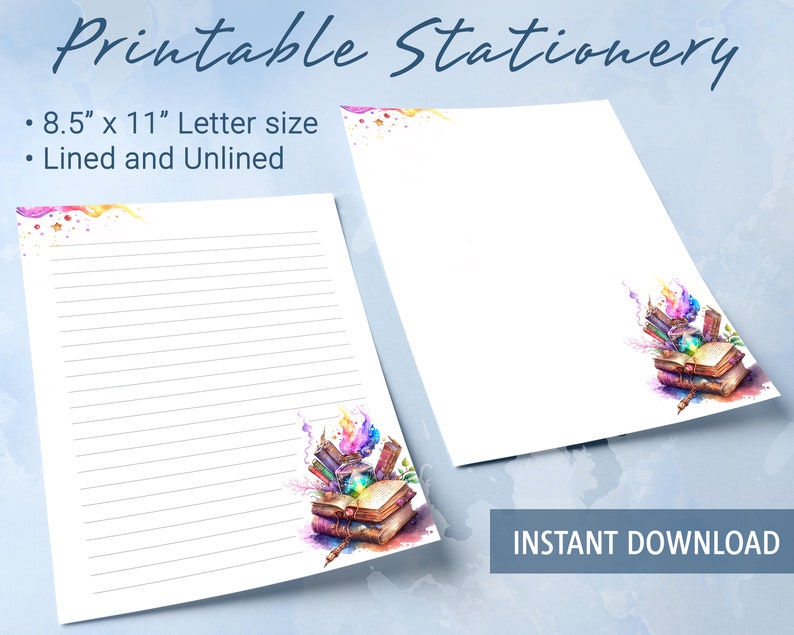 Printable Stationery Lined Paper, Printable Writing Paper With Magical ...