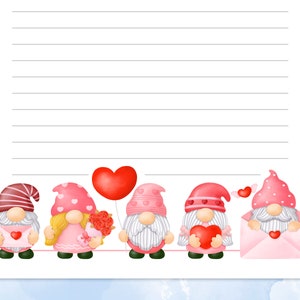 Valentine Gnome Printable Stationery: Lined Writing Paper (PDF & JPEG ...