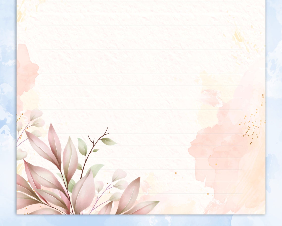 Leaves Printable Stationery, Printable Writing Paper With Leaves ...