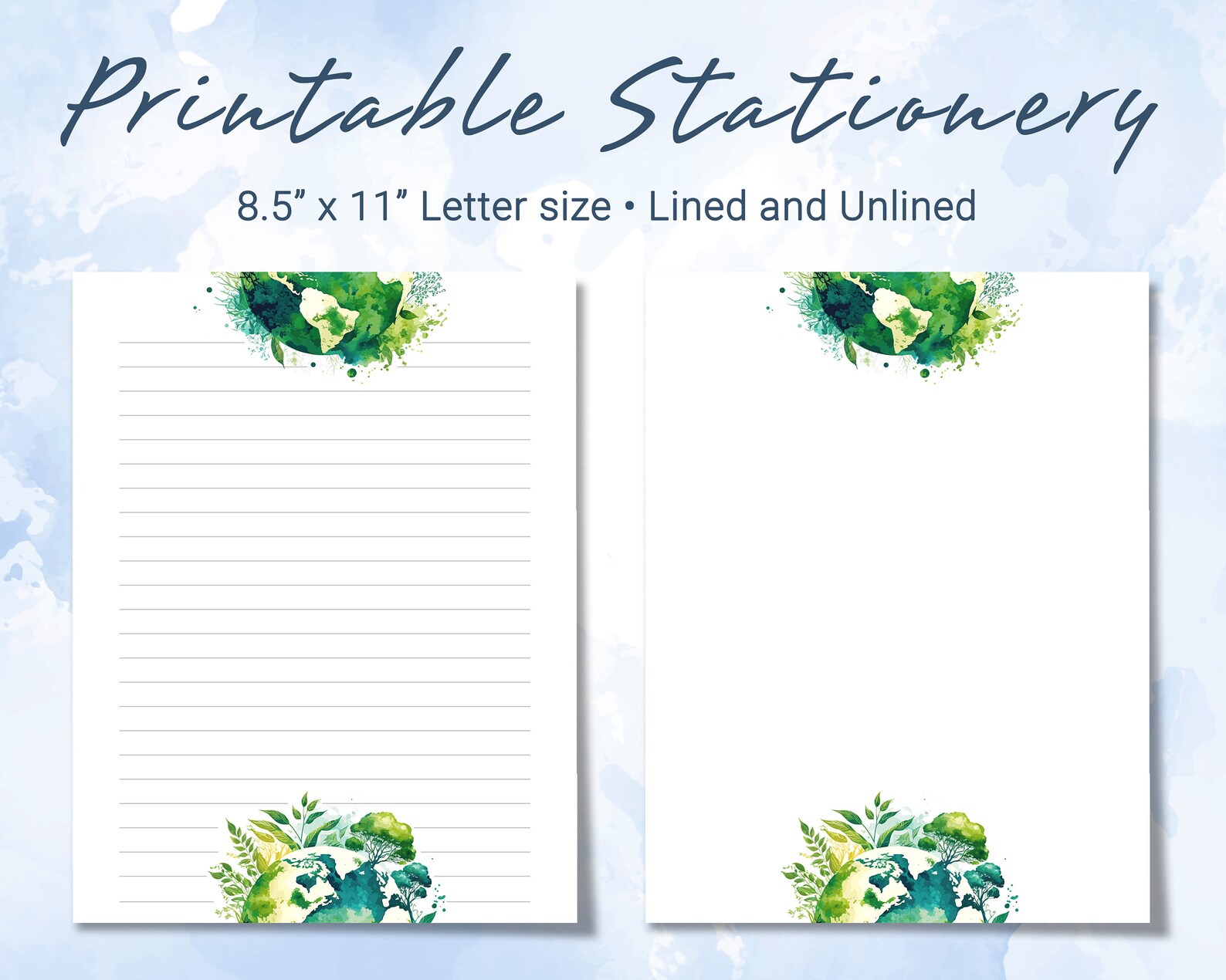 Printable Eco Stationery Lined Paper, Printable Writing Paper With a ...