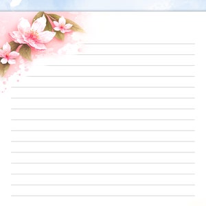 Floral Printable Stationery Lined Paper, Printable Writing Paper Wich ...