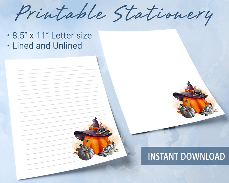 Halloween Printable Stationery, Printable Writing Paper With Watercolor ...