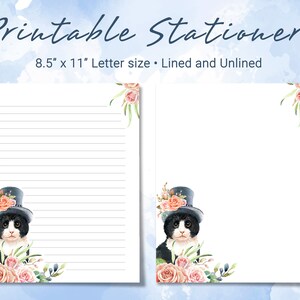 Printable Stationery, Printable Writing Paper With Watercolor Cat With ...