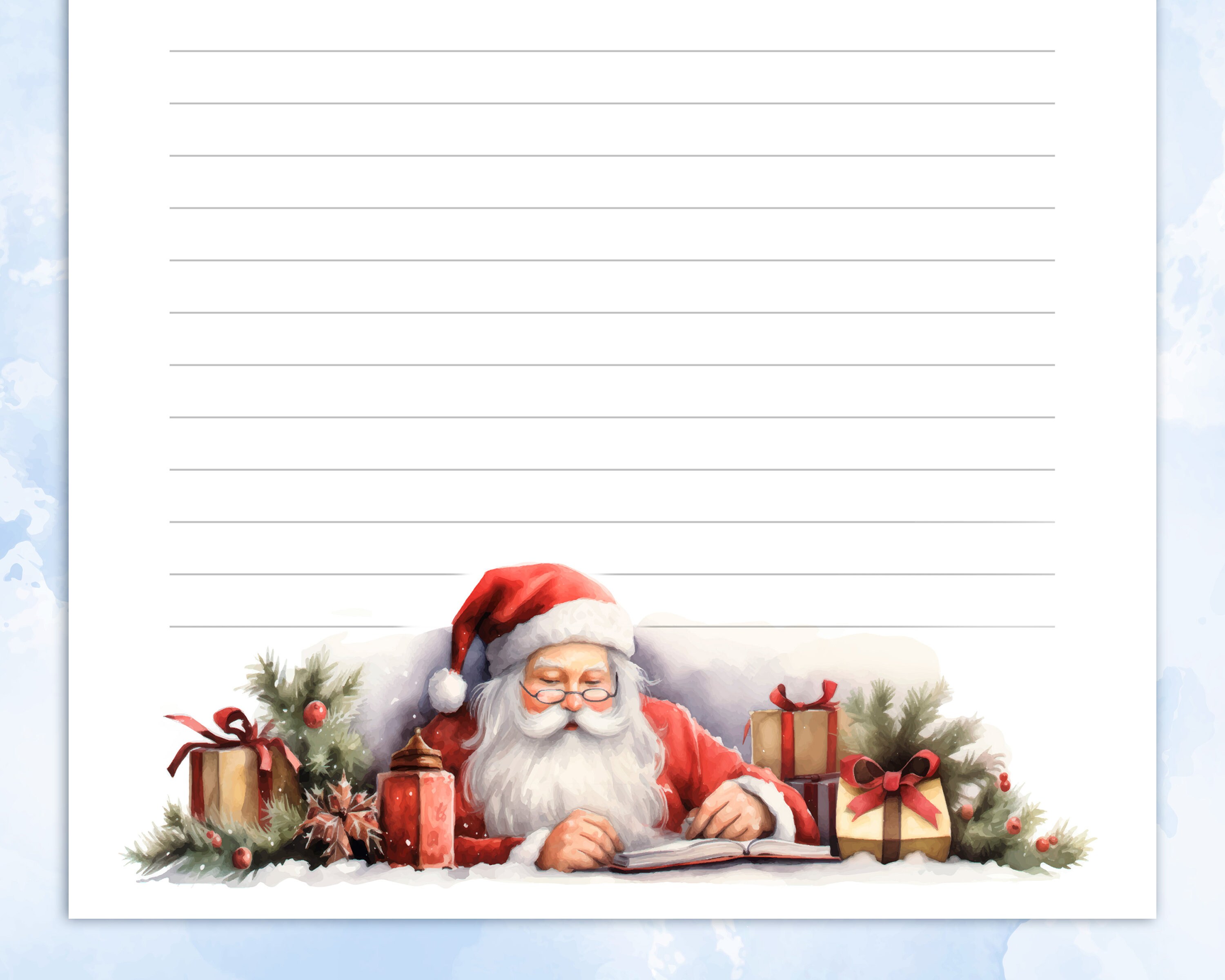 Winter Printable Stationery, Printable Writing Paper With Santa Claus ...