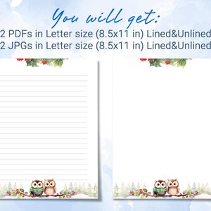 Christmas Printable Stationery, Printable Writing Paper With Cute Owls ...