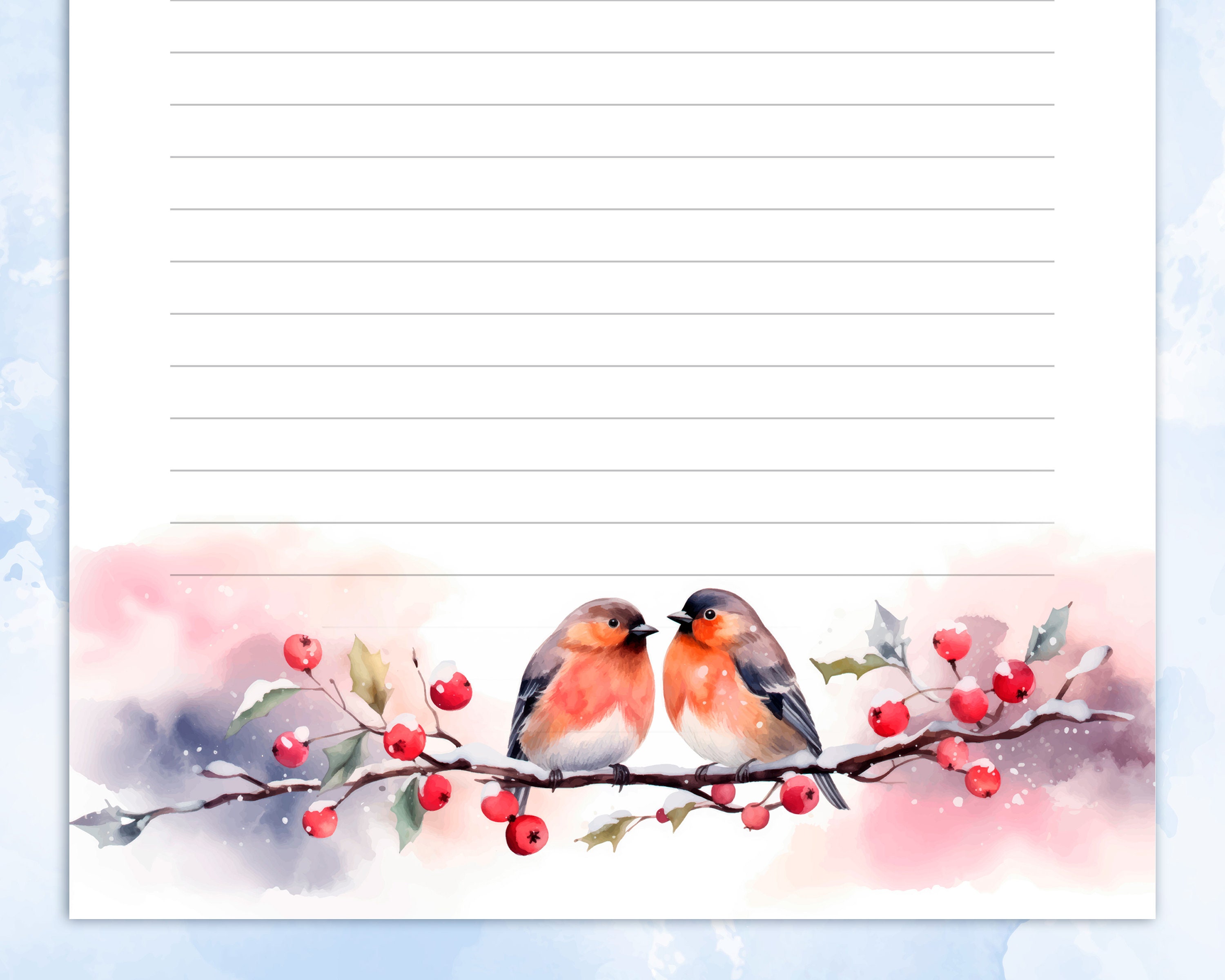 Winter Printable Stationery Printable Writing Paper With - Etsy
