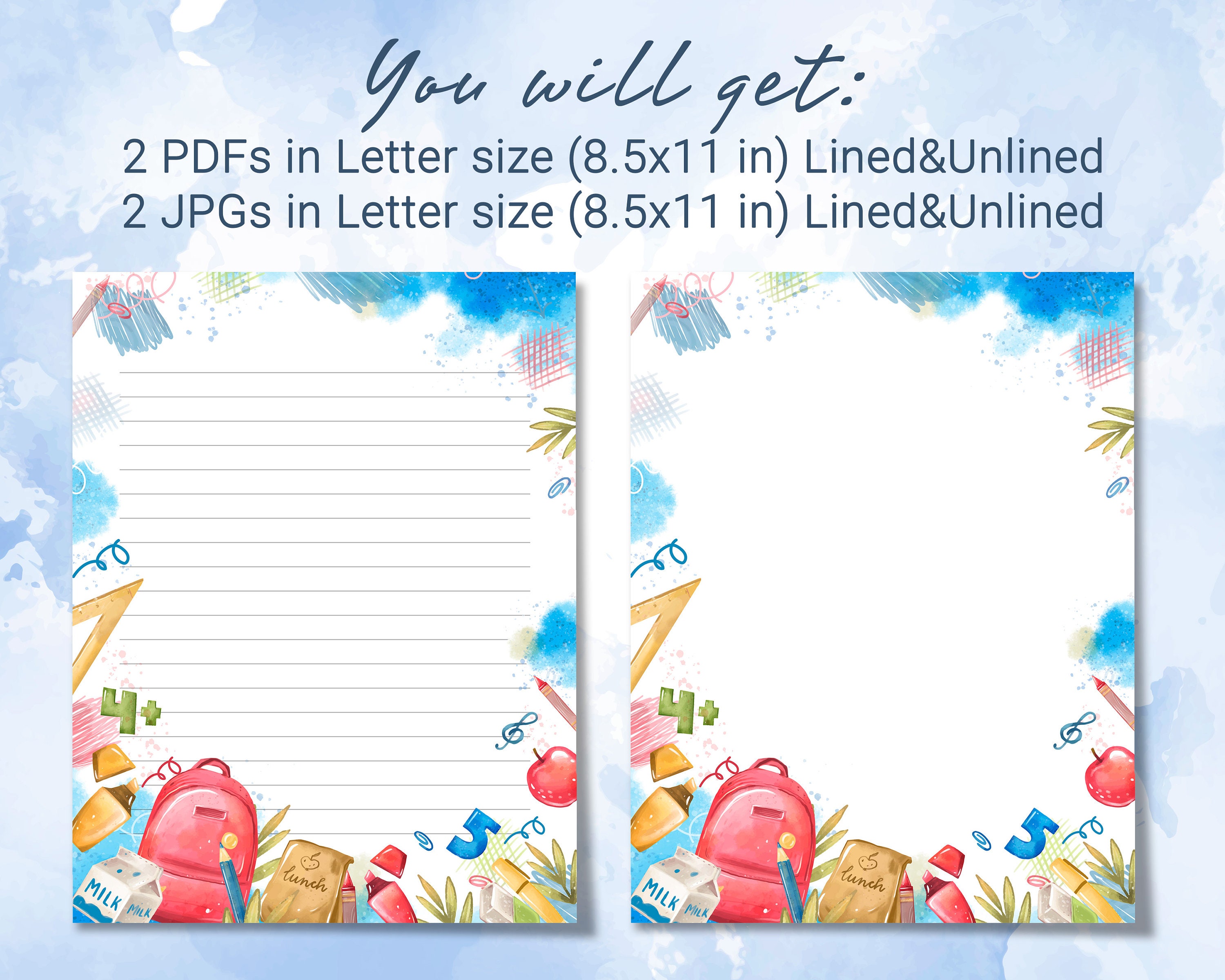 Back to School Printable Stationery, Printable Writing Paper With ...