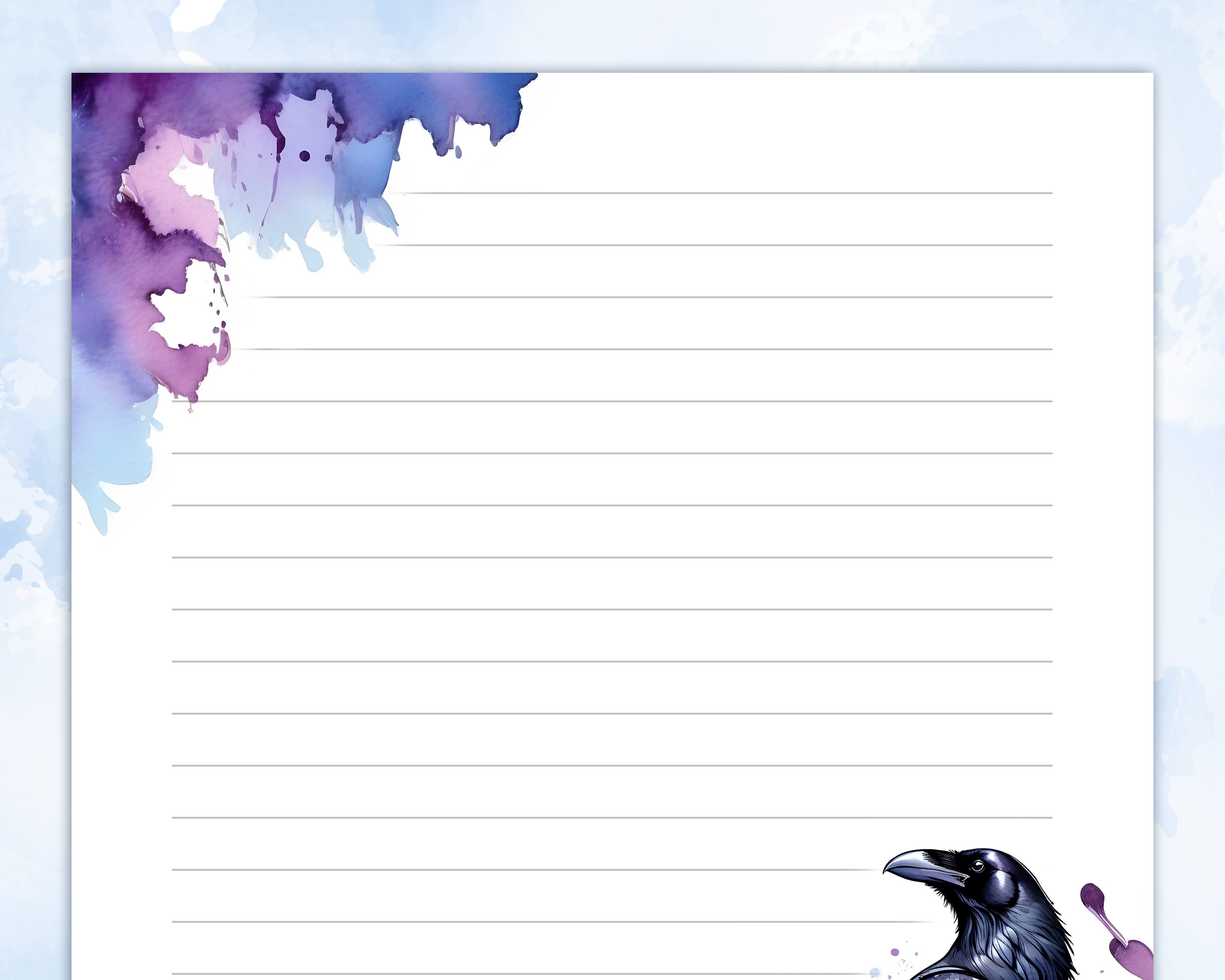 Printable Stationery Lined Paper, Printable Writing Paper With a Black ...