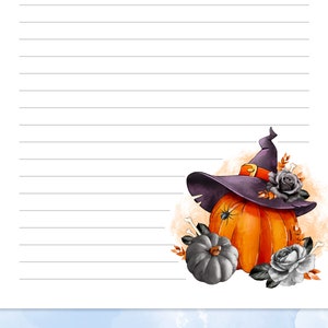 Halloween Printable Stationery, Printable Writing Paper With Watercolor ...