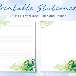 Printable Stationery Paper With Four-leaf Clover, Printable Writing ...