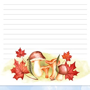 Autumn Printable Stationery Lined Paper With Autumn Leaves and ...