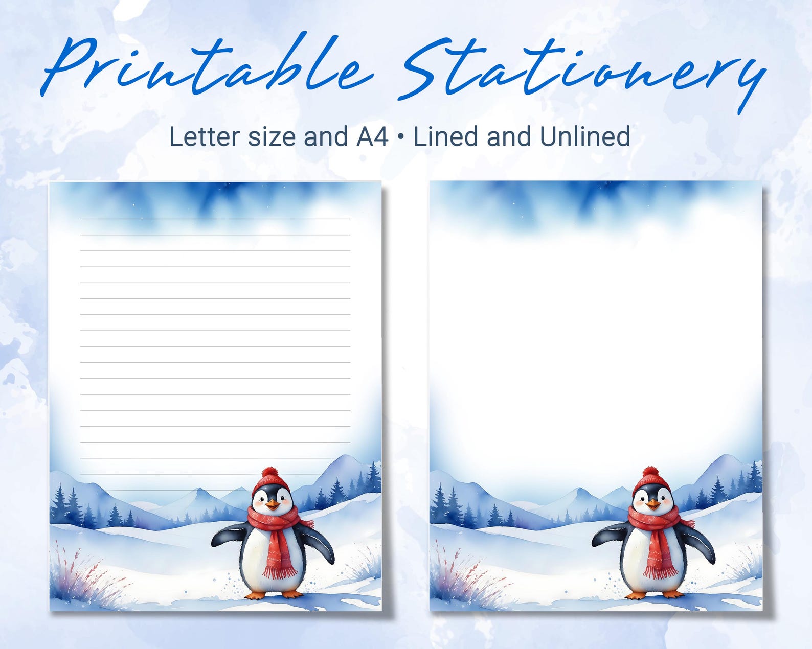 Printable Stationery Lined Paper, Letter Writing Paper With a Cute ...