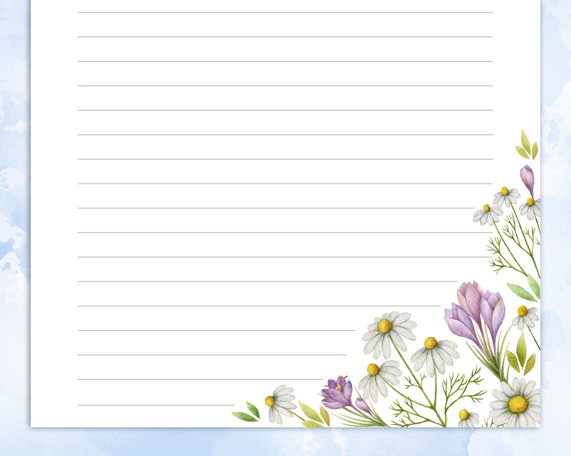 Floral Printable Stationery Printable Writing Paper With - Etsy