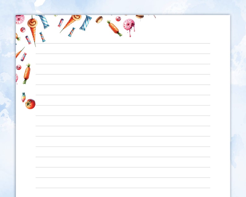 Printable Stationery Paper With a Funny Rabbit and Candy, Letter ...