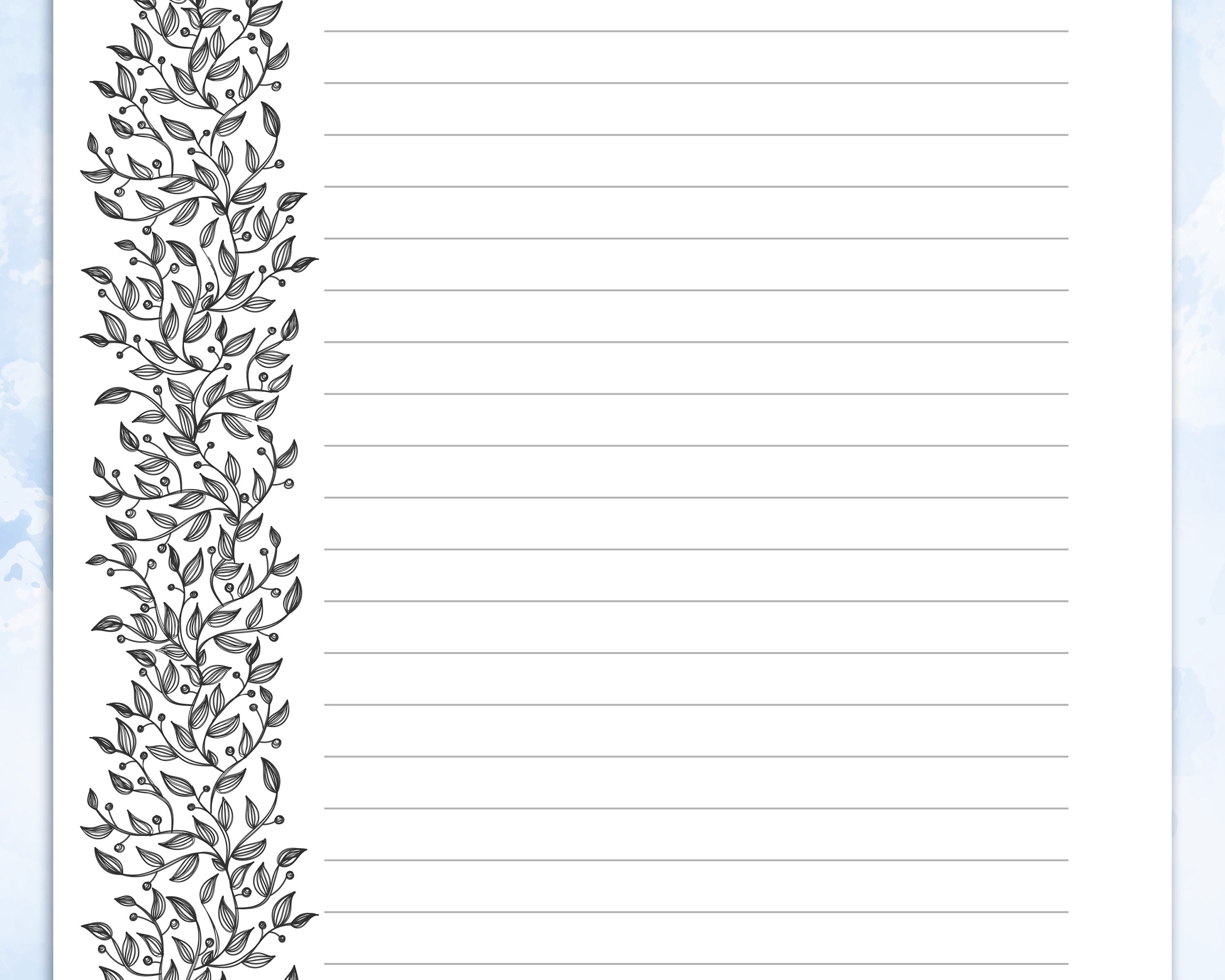 Black & White Printable Stationery Lined Paper, Printable Writing Paper ...
